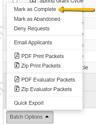Mark LOI or Application Complete or Incomplete – Foundant Technologies
