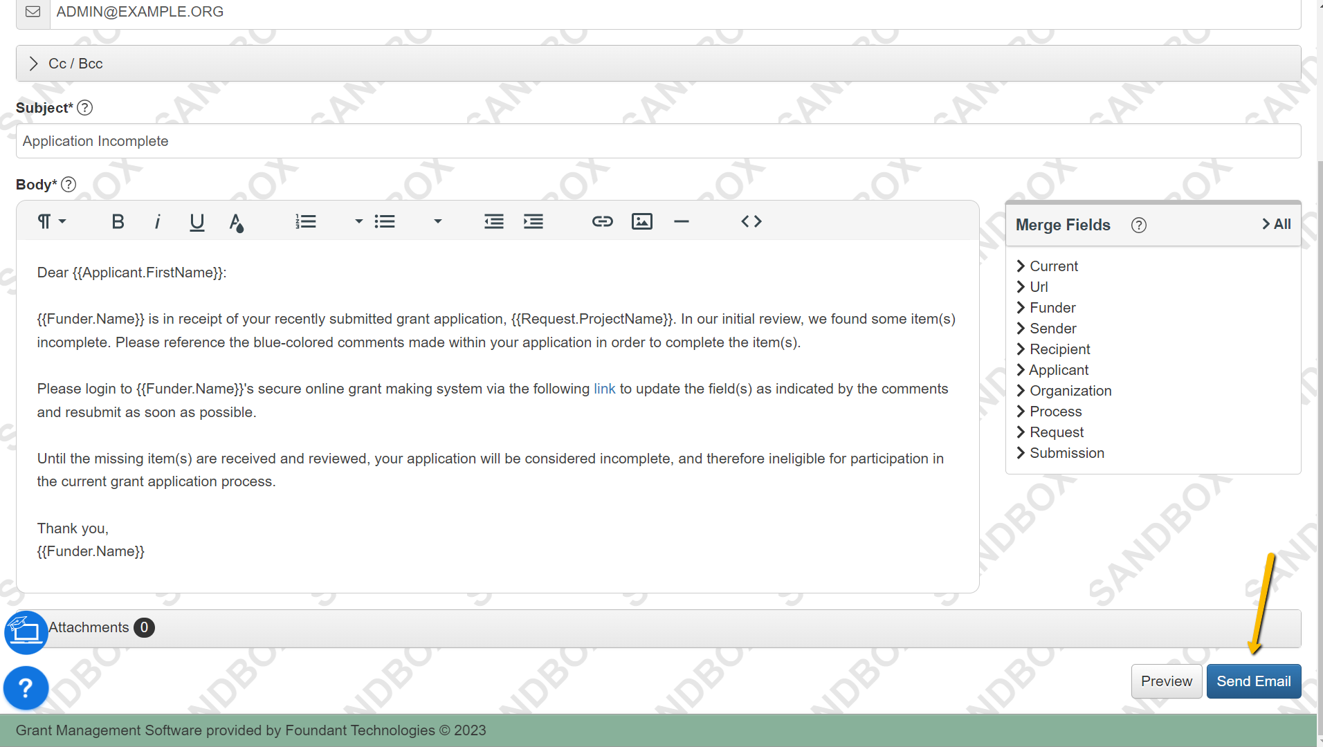 Mark LOI or Application Complete or Incomplete – Foundant Technologies