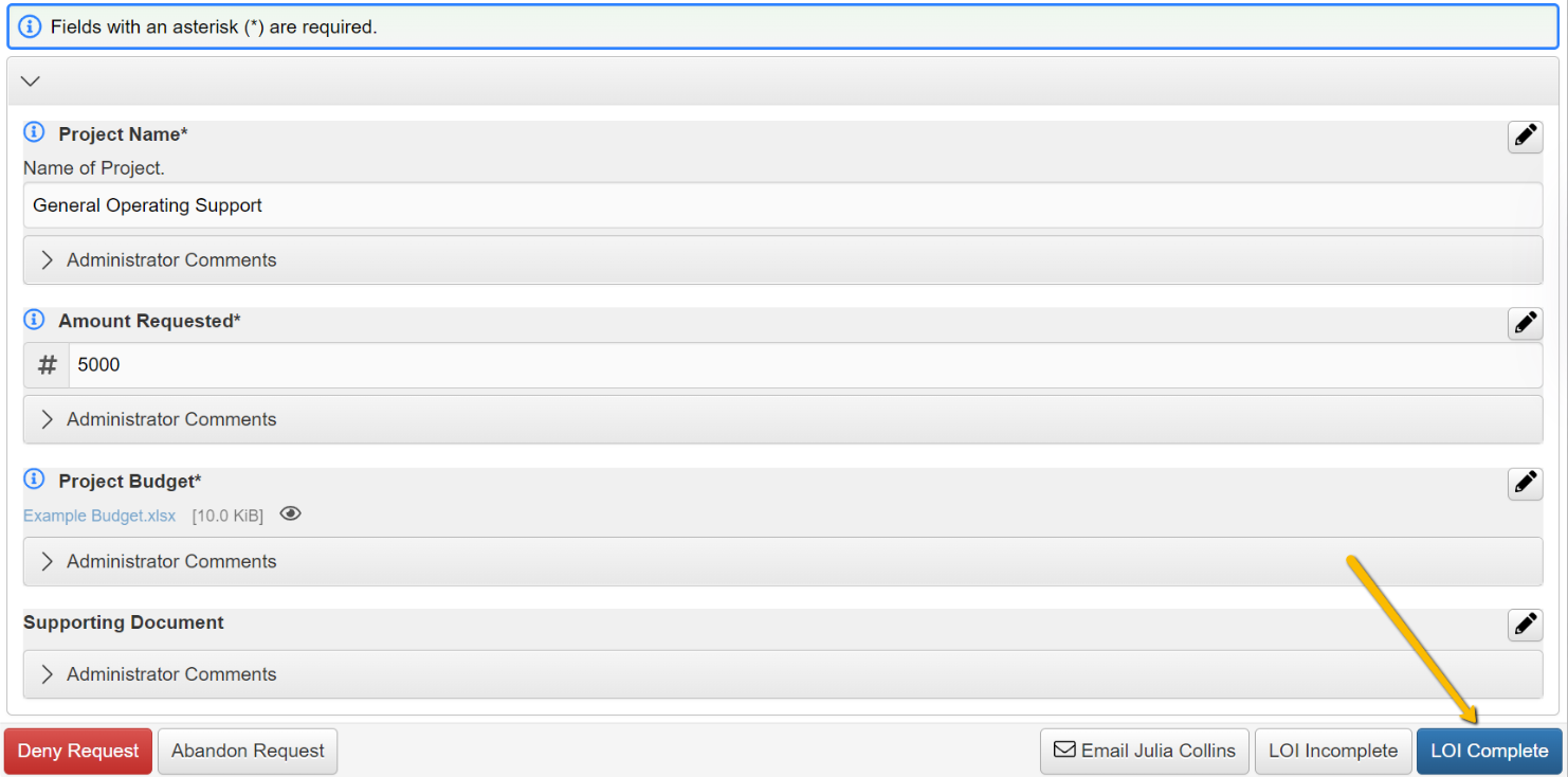 LOI Workflow for Administrators – Foundant Technologies