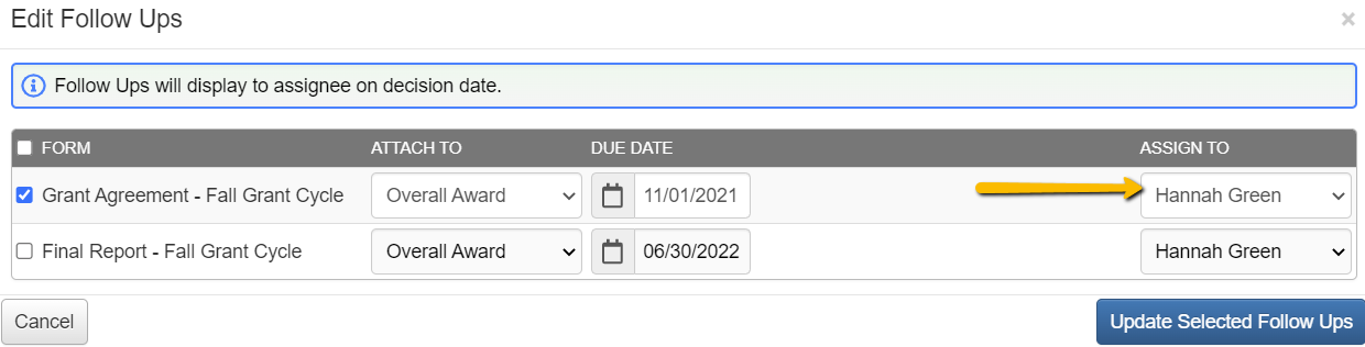 Reassign a Follow Up to Another User – Foundant Technologies