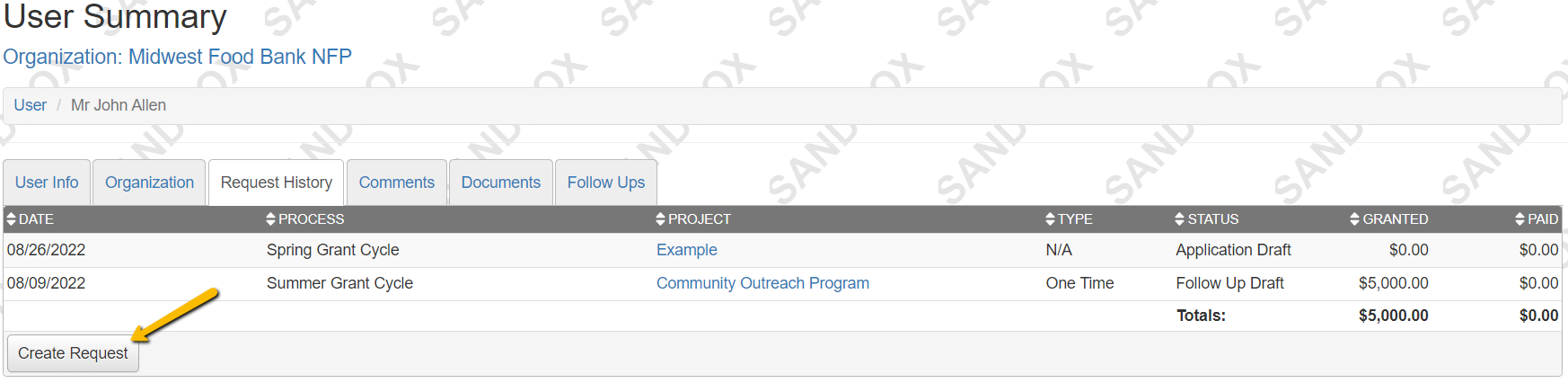 Manual Request Entry – Foundant Technologies