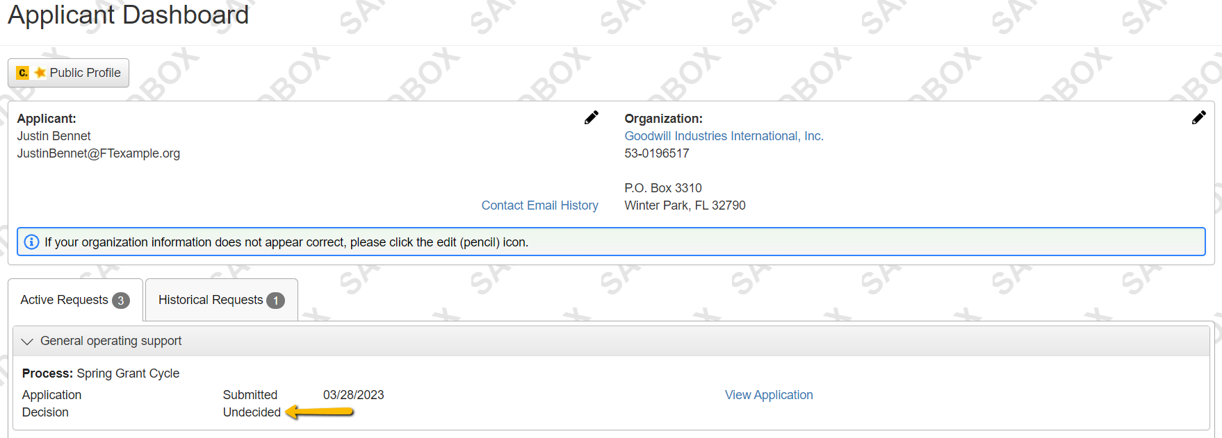 Show Decision Status and Award Details – Foundant Technologies