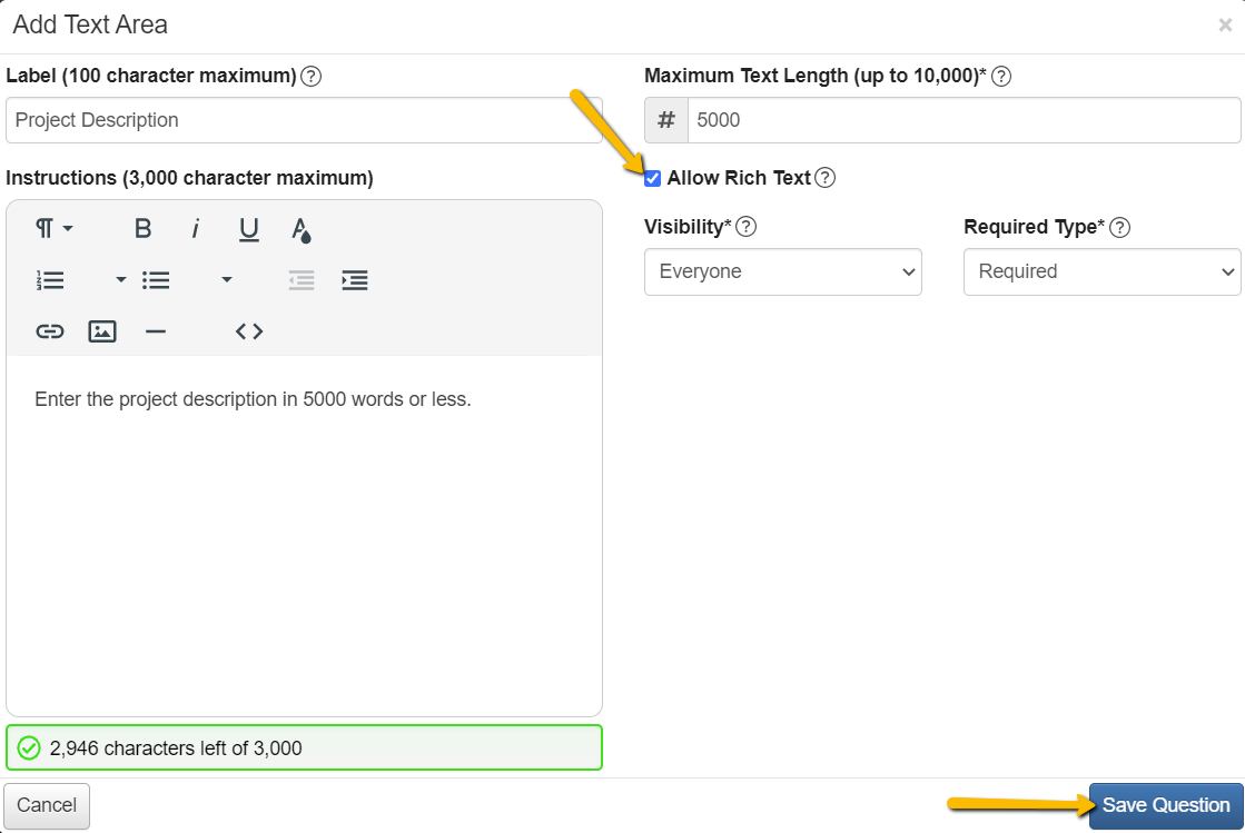 Allow Rich Text for Form Questions – Foundant Technologies