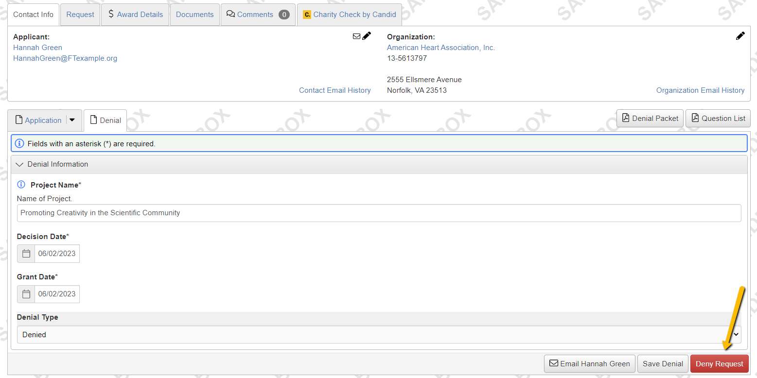 Deny Requests – Foundant Technologies