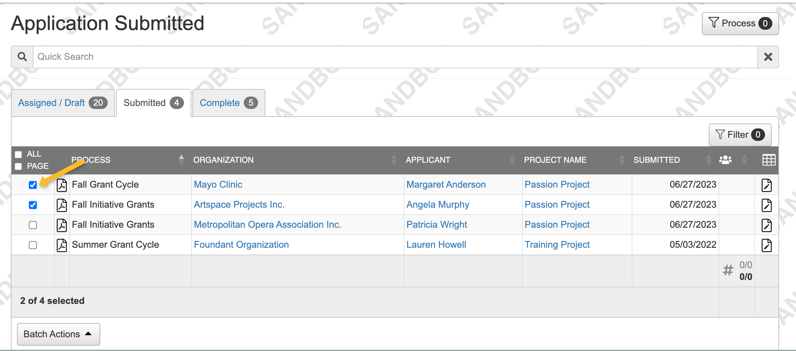 Mark LOI or Application Complete or Incomplete – Foundant Technologies