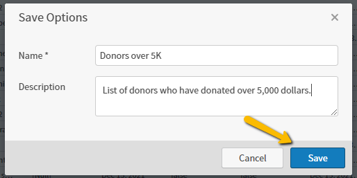 Donors Over 5K Custom Report – Foundant Technologies