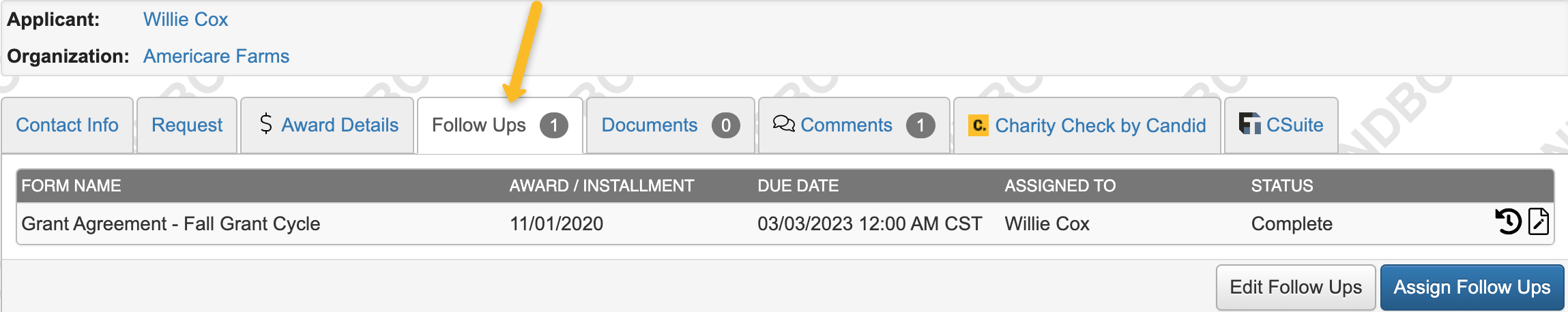 Revert the Status of a Follow Up – Foundant Technologies