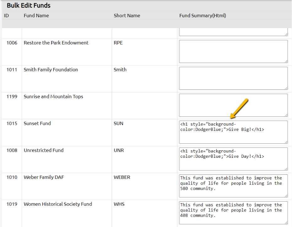 Bulk Edit Funds – Foundant Technologies