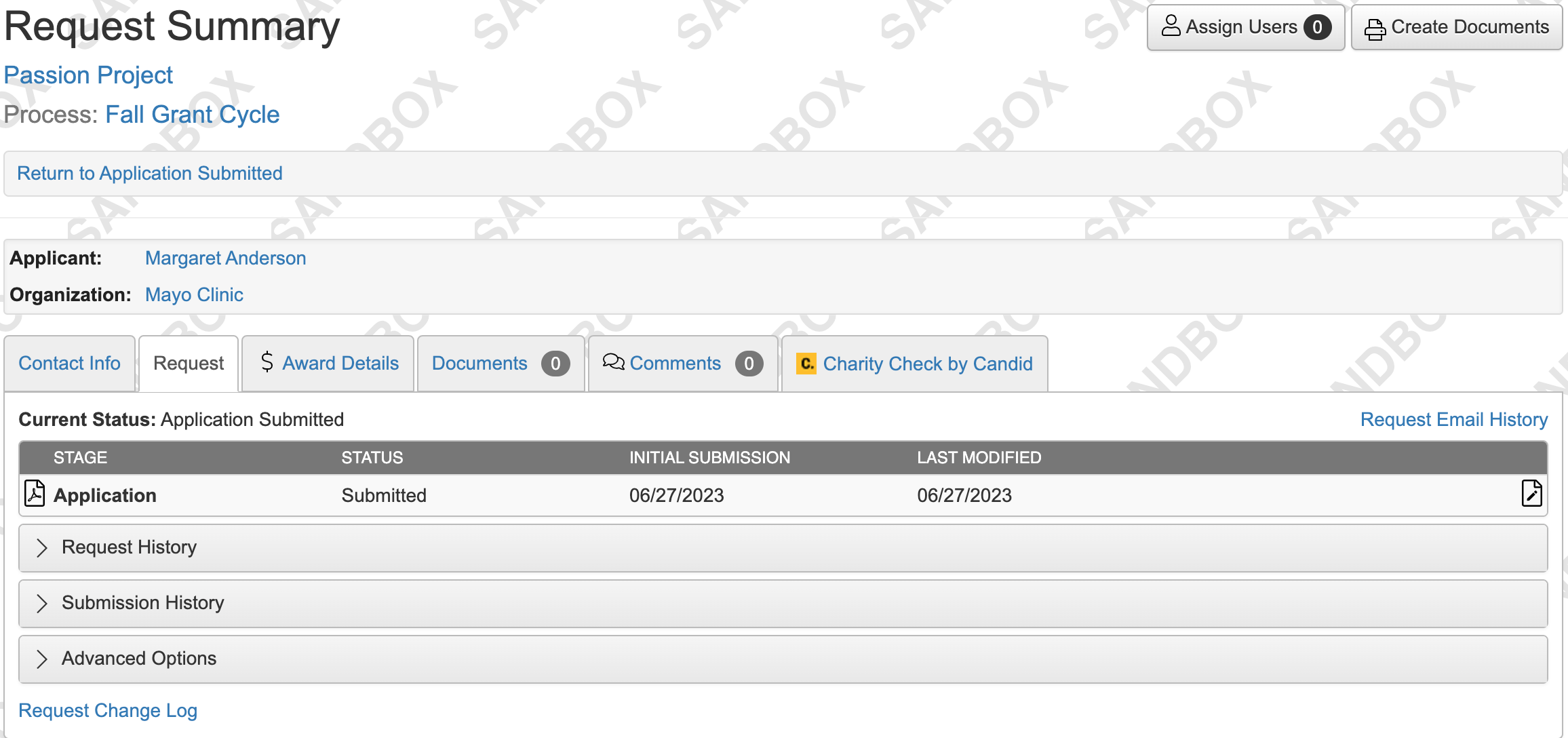 Request Summary Page – Foundant Technologies