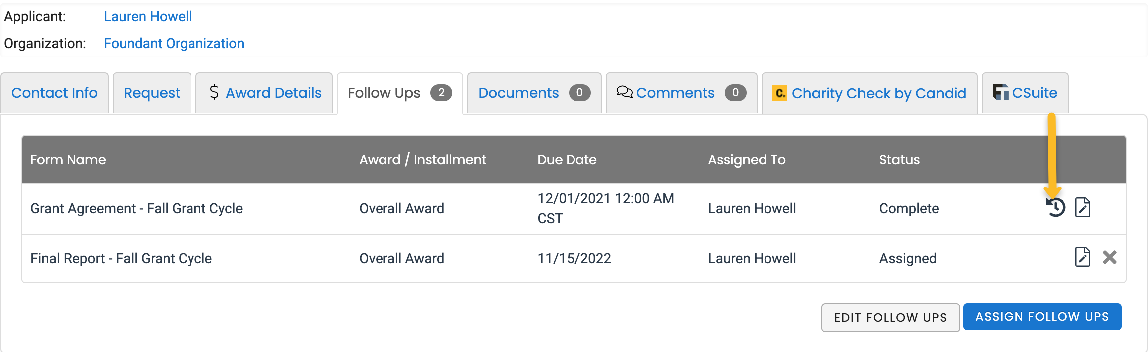 Revert the Status of a Follow Up – Foundant Technologies