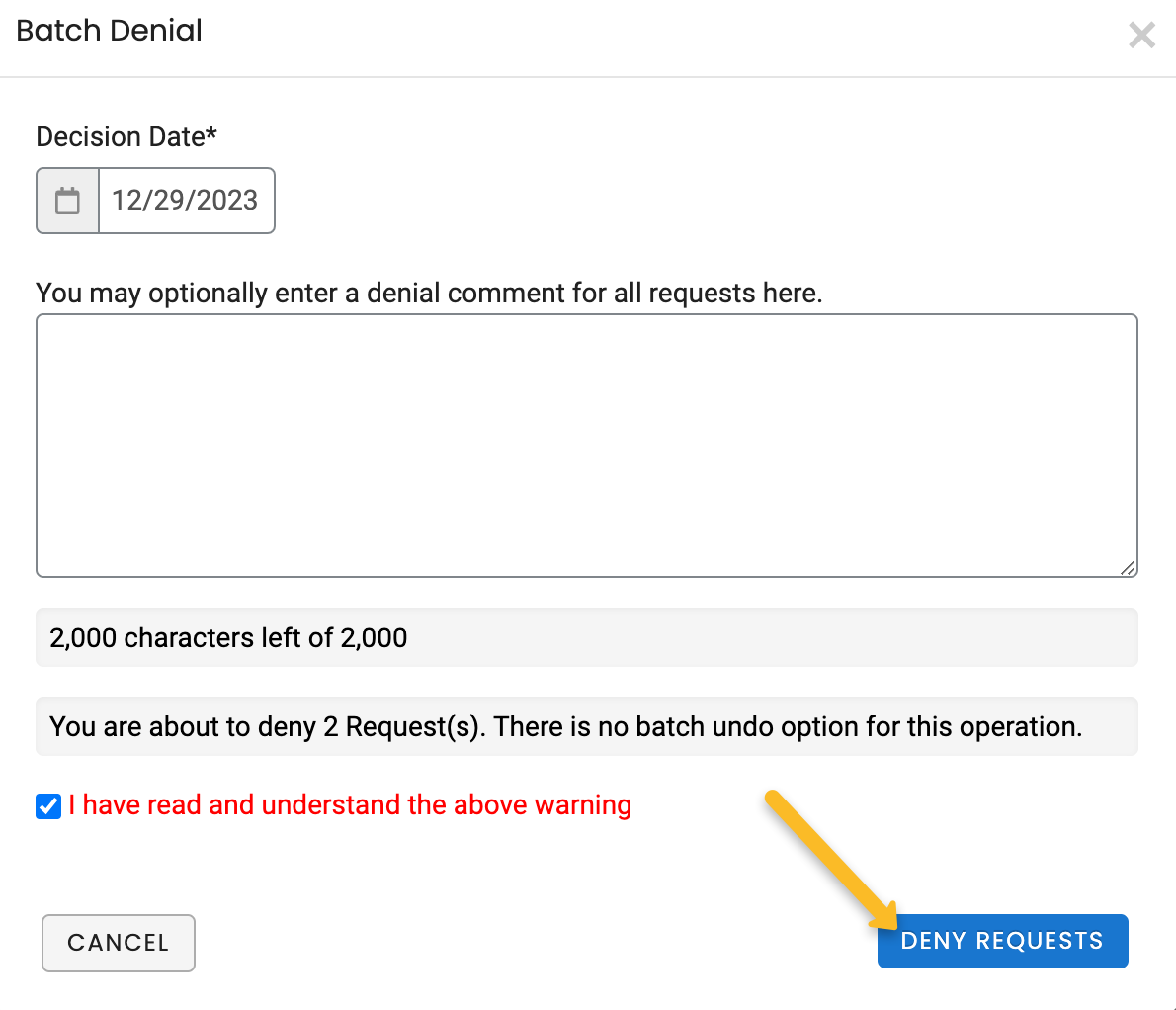 Deny Requests – Foundant Technologies