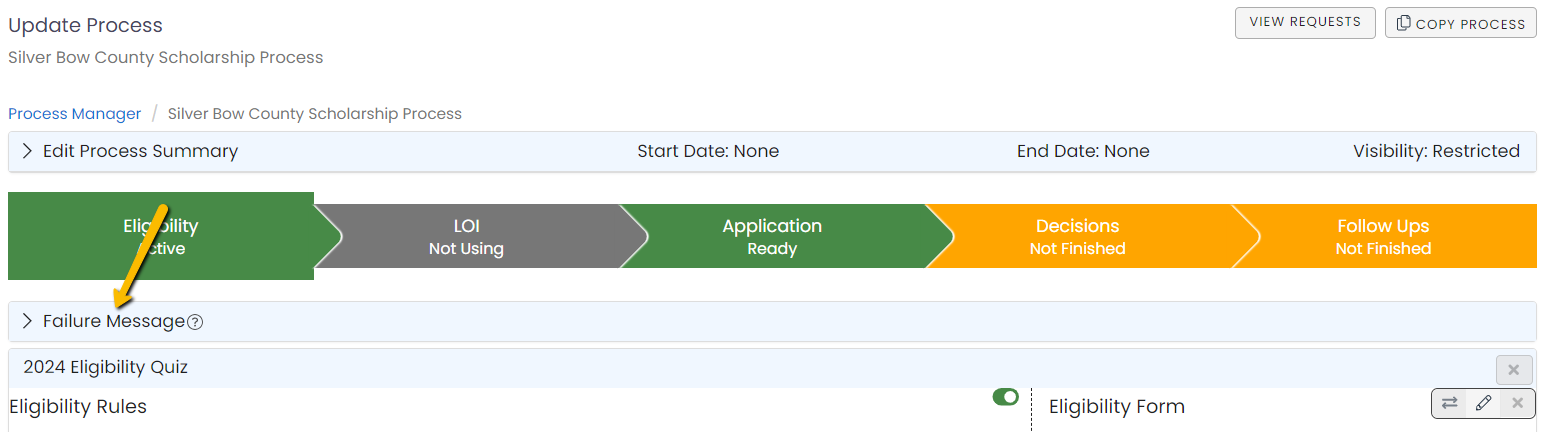 Customize the Eligibility Quiz Failure Message – Foundant Technologies