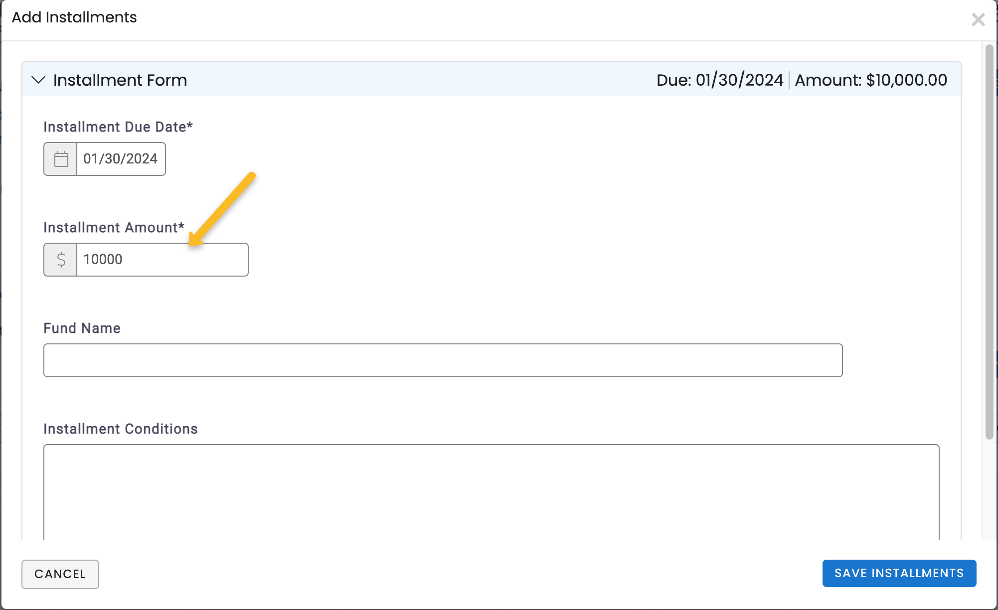Add Installments to an Approved Request – Foundant Technologies