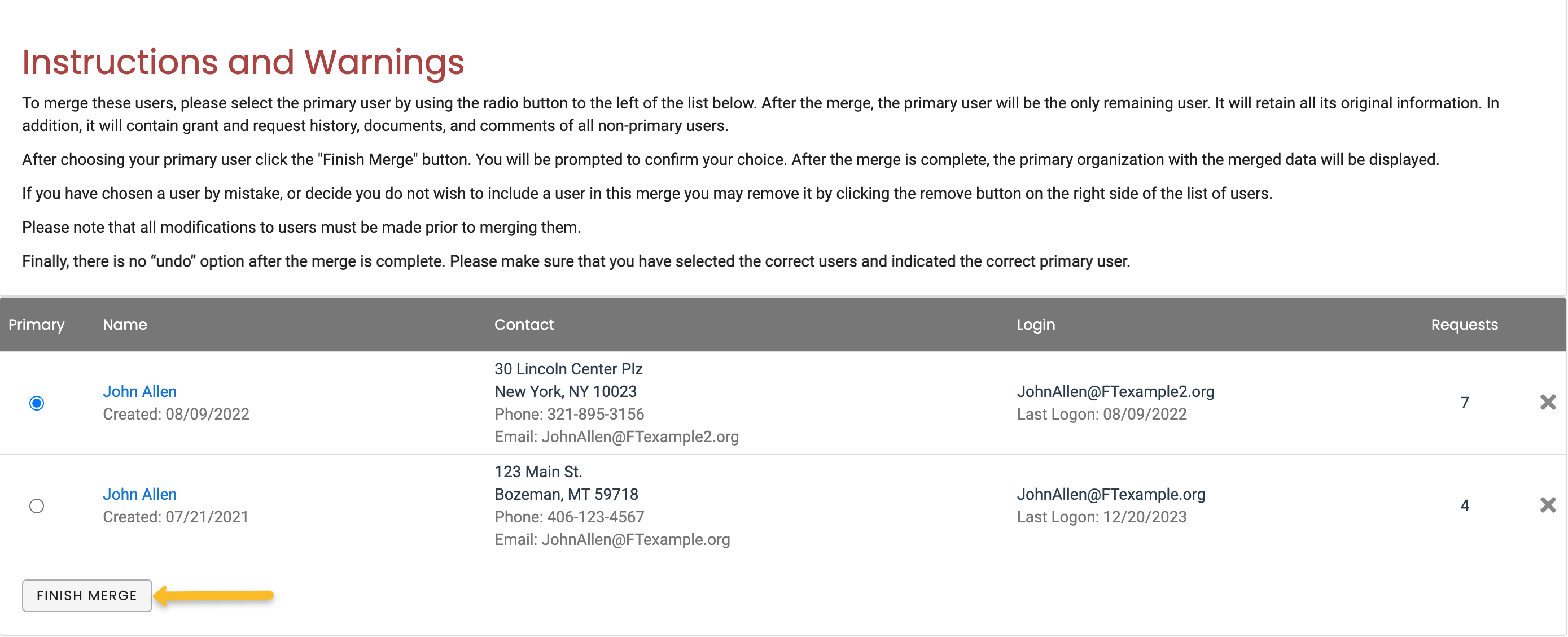 Merge Duplicate Users – Foundant Technologies