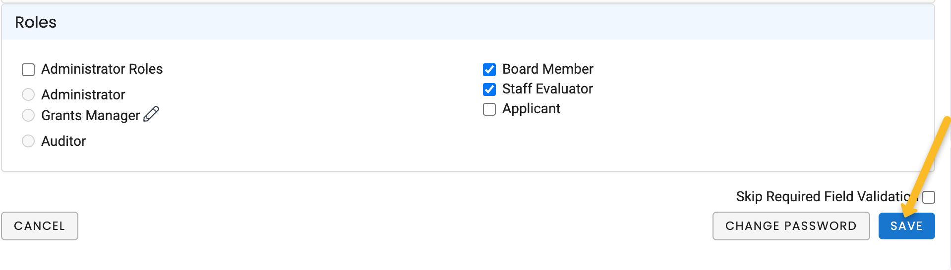 User Role Selector – Foundant Technologies