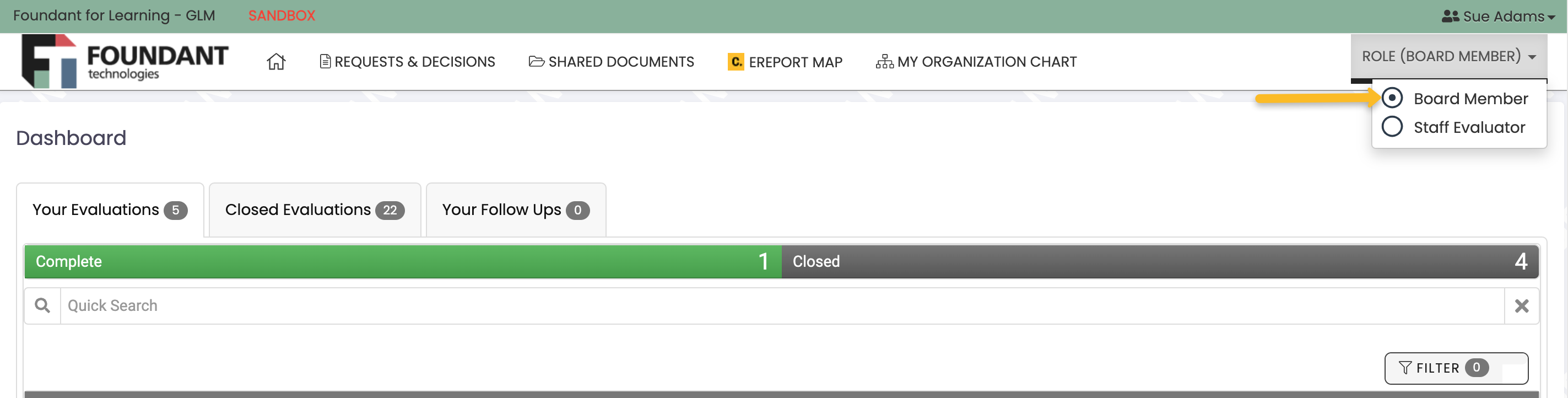User Role Selector – Foundant Technologies