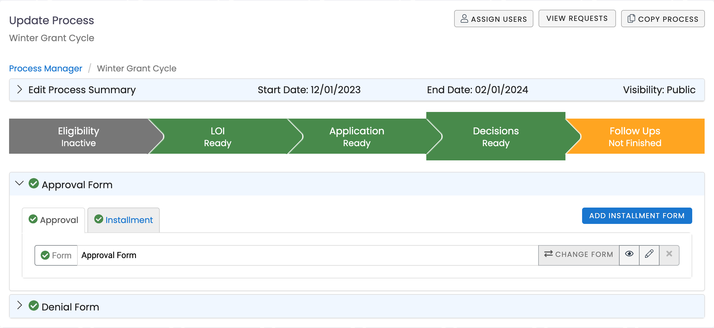 Decisions Stage Forms – Foundant Technologies