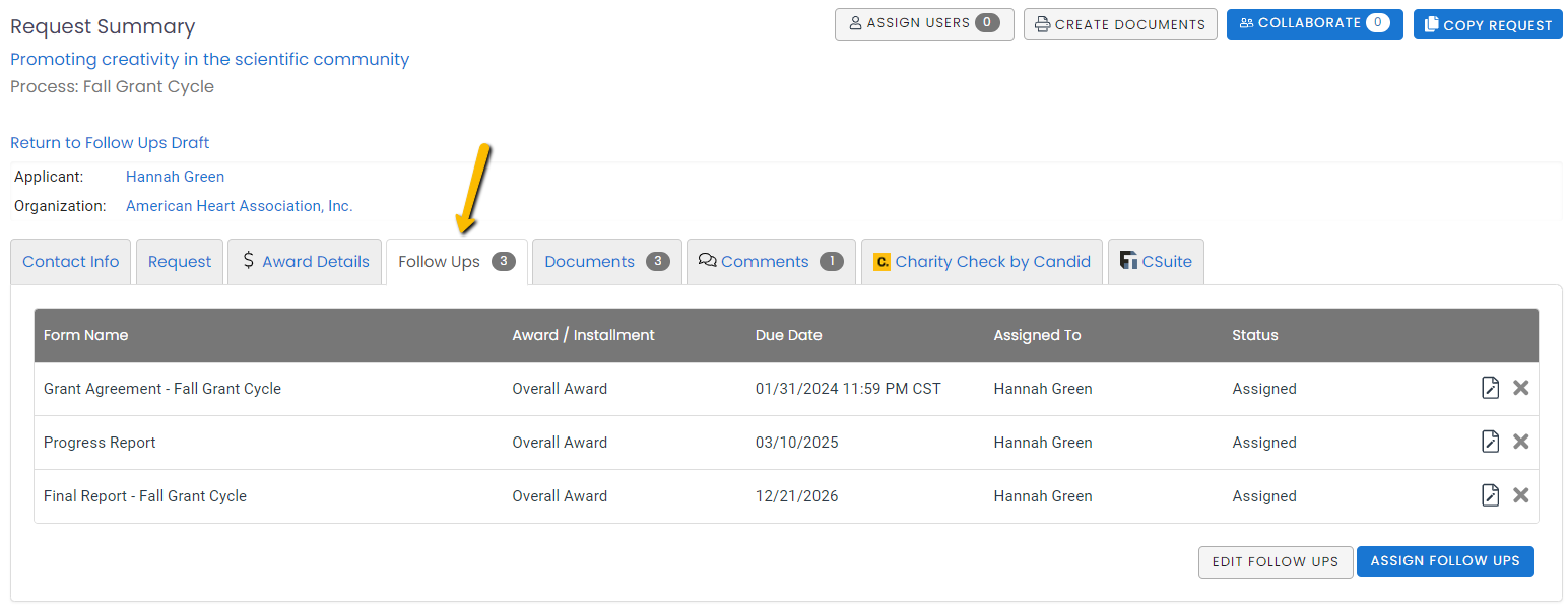 Applicant Cannot Submit a Follow Up – Foundant Technologies