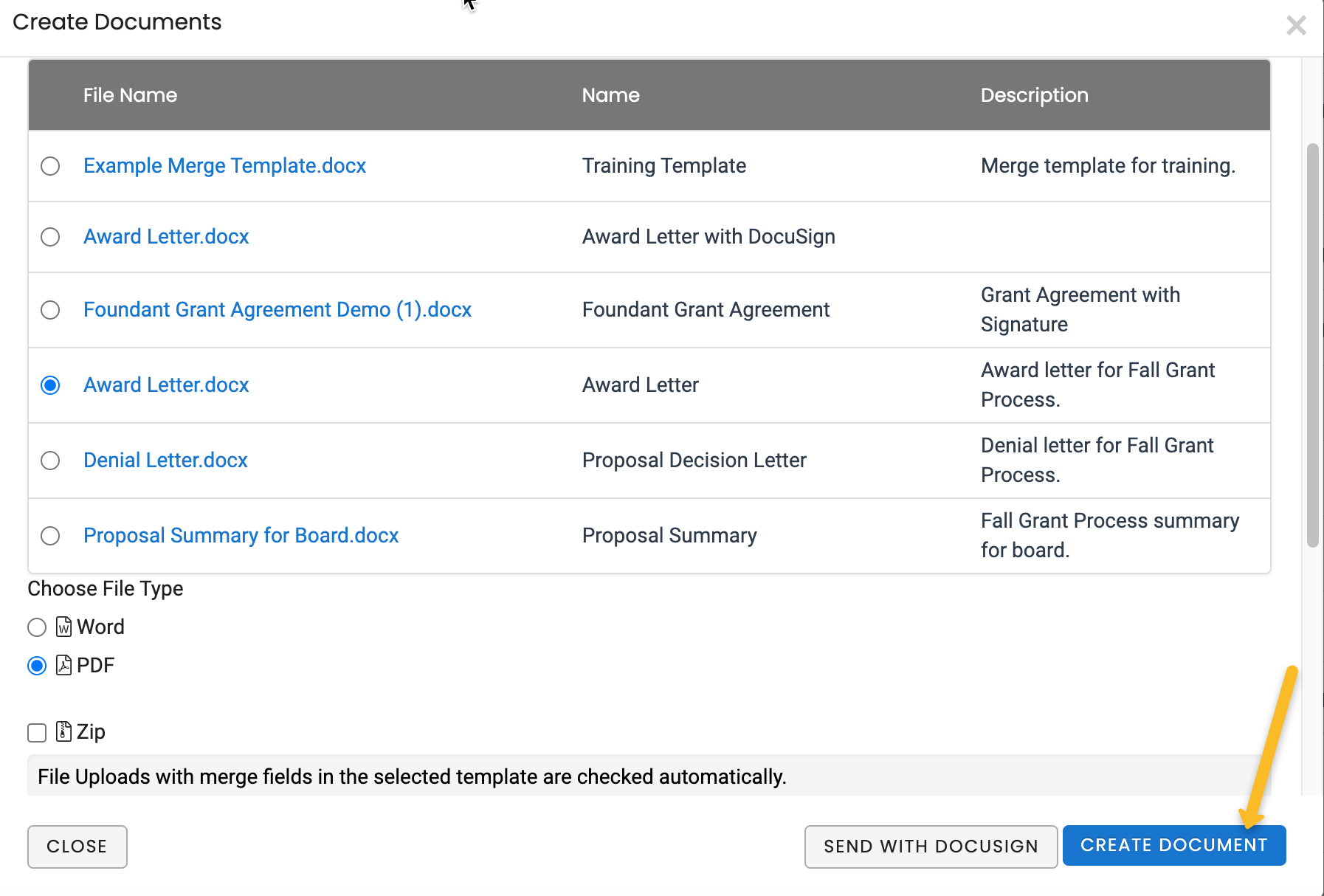 Generate Merge Documents – Foundant Technologies