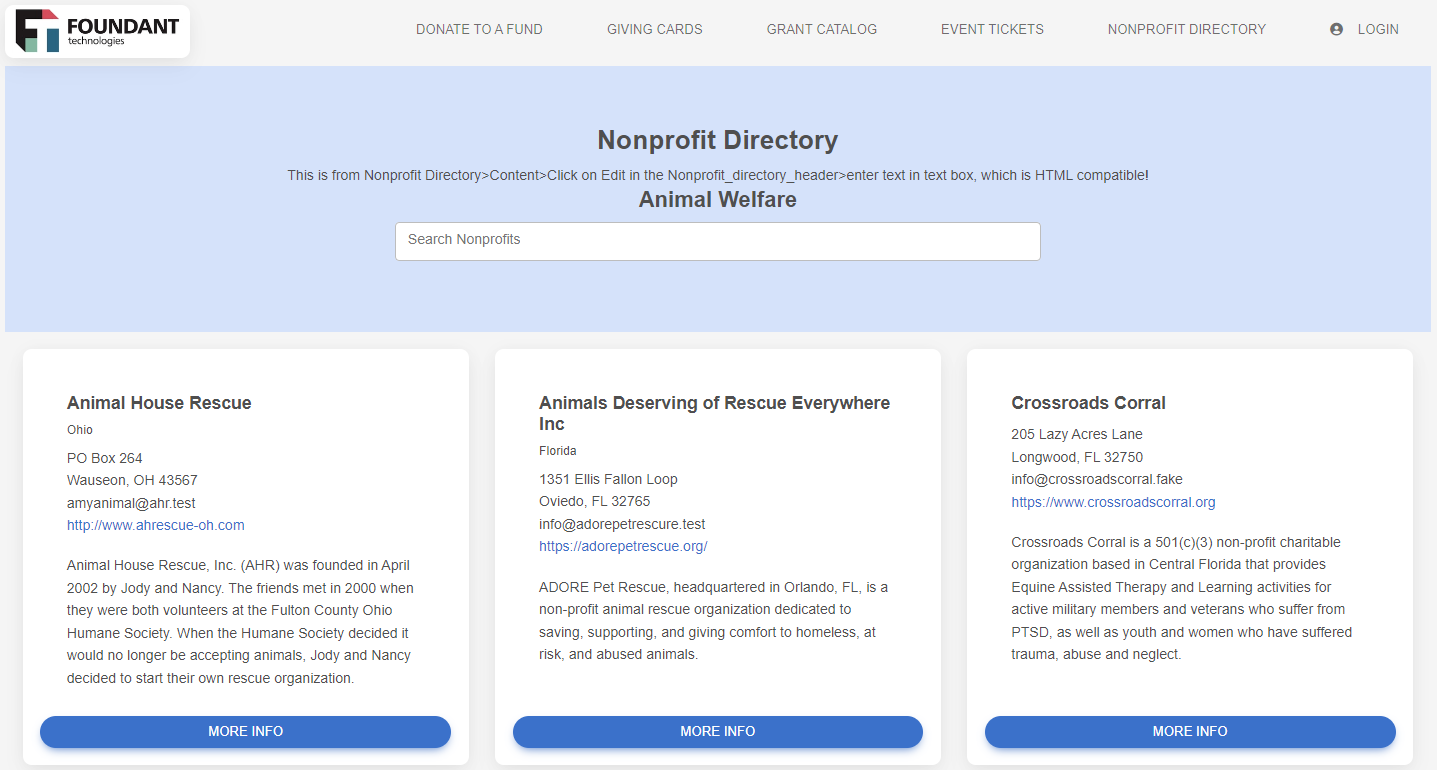 Nonprofit Directory – Foundant Technologies