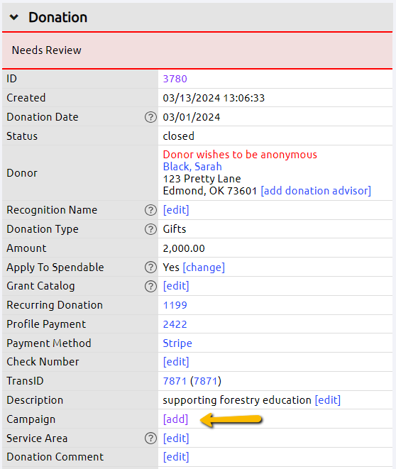 Edit a Donation – Foundant Technologies