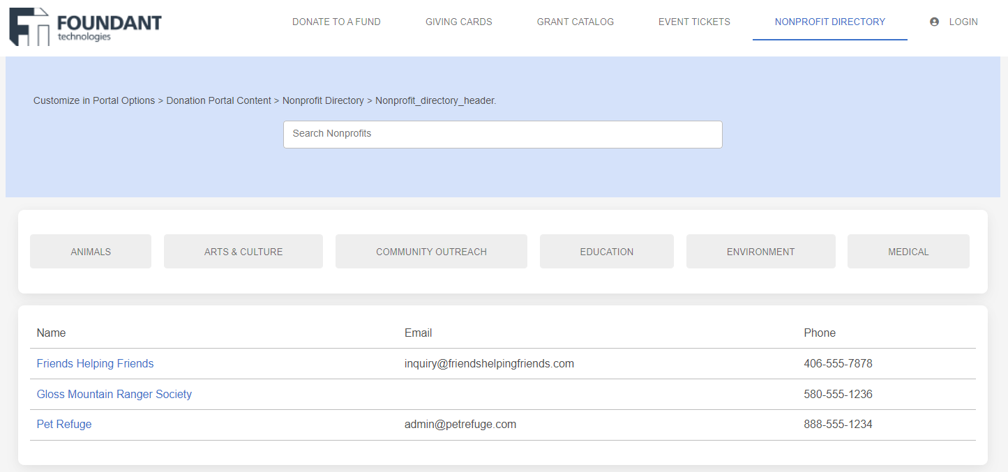 Nonprofit Directory – Foundant Technologies