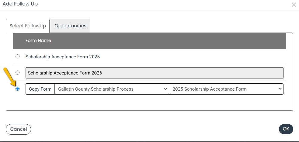 Universal Application: Add a Follow Up Form – Foundant Technologies