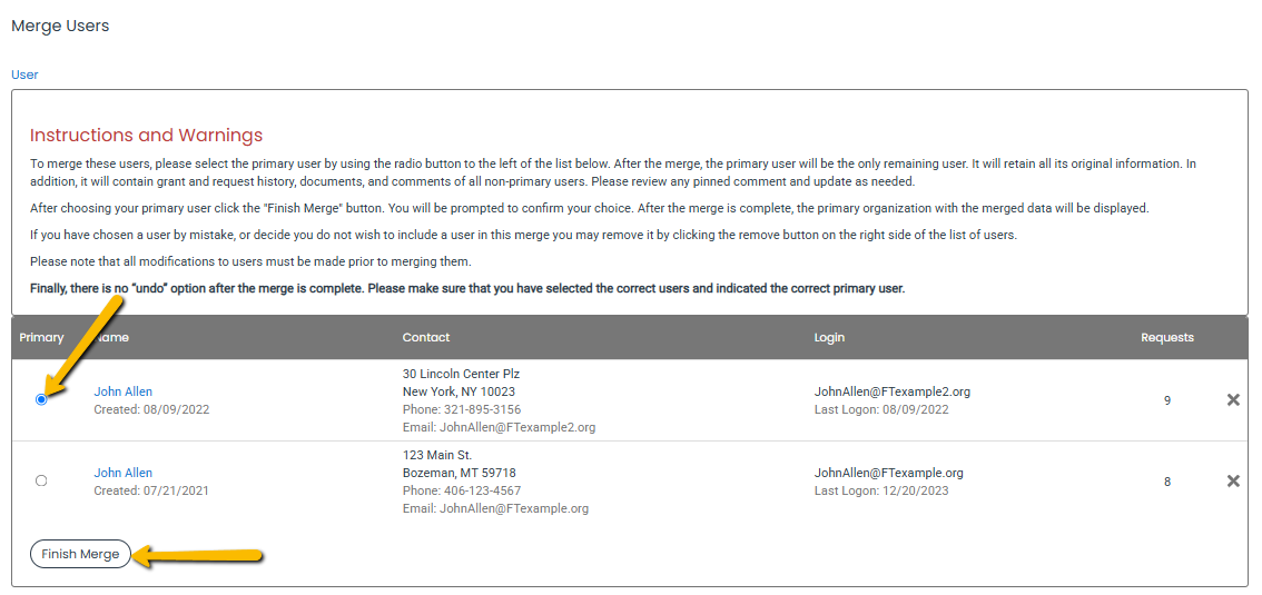 Merge Duplicate Users – Foundant Technologies