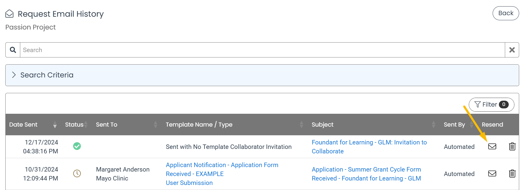 Resend Third Party Email – Foundant Technologies
