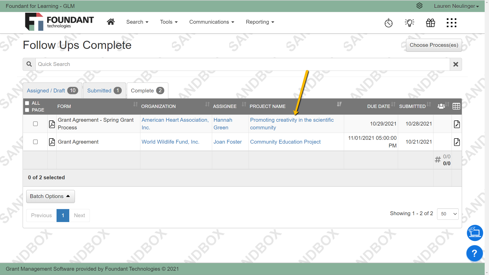 Revert the Status of a Follow Up – Foundant Technologies