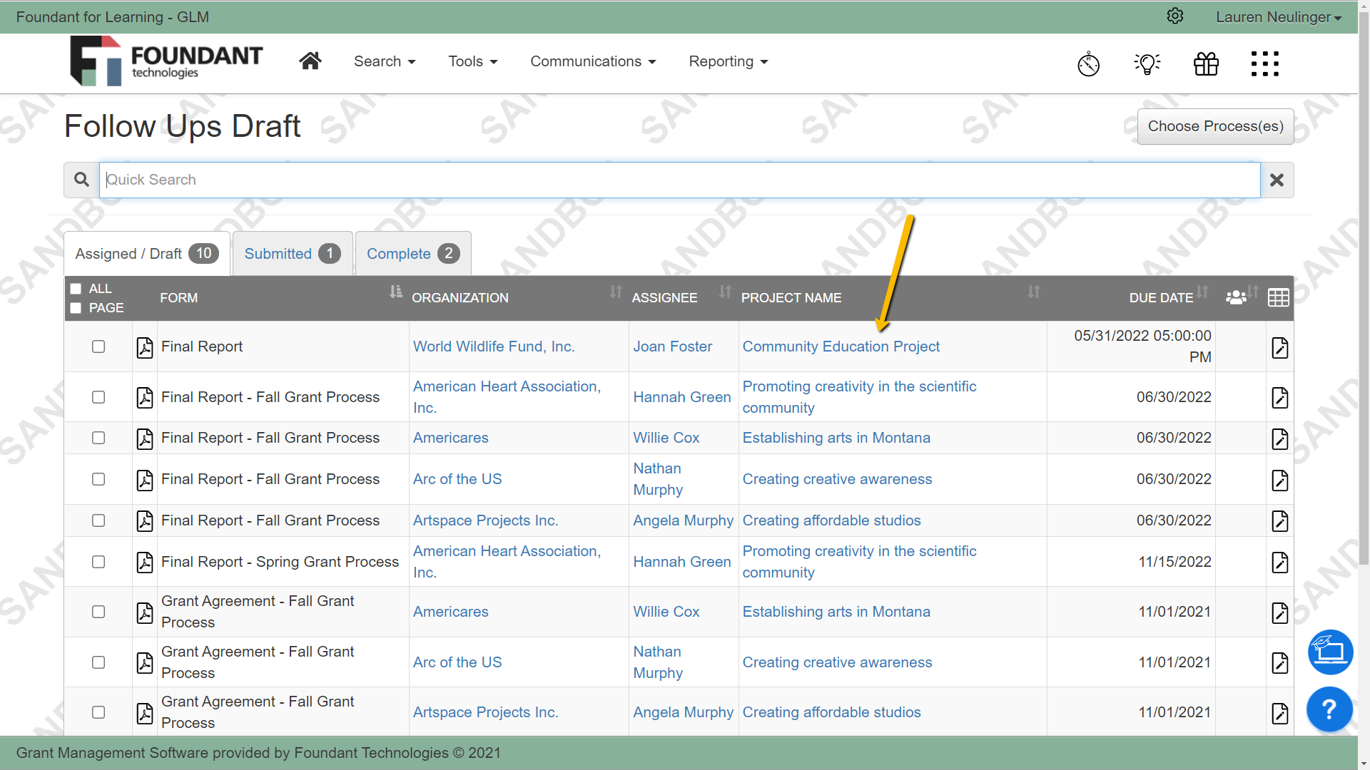 Reassign a Follow Up to Another User – Foundant Technologies