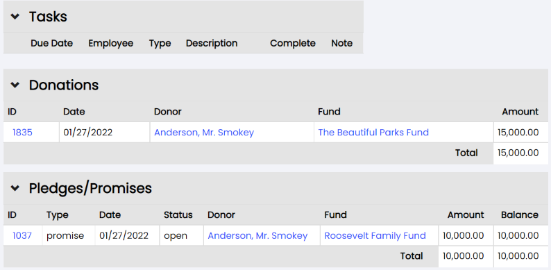 Link Donations, Pledges, or Promises to Opportunities – Foundant Technologies