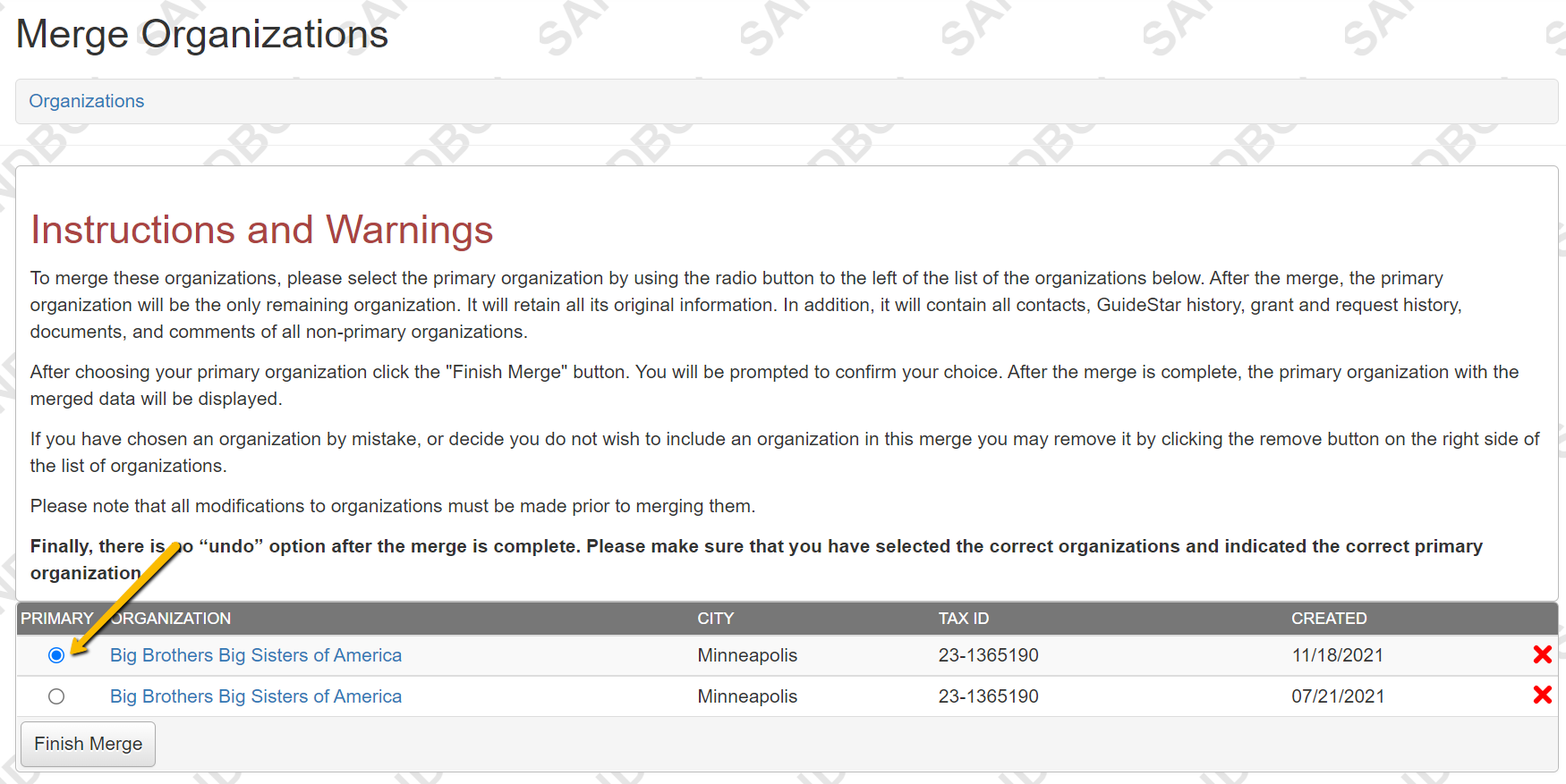 Merge Duplicate Organizations – Foundant Technologies
