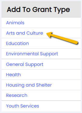 Assign Grant Types / Philanthropic Interest Types to Profiles ...