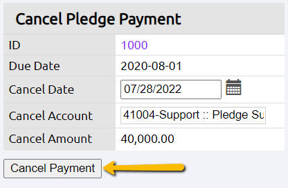 Cancel a Pledge/Promise – Foundant Technologies