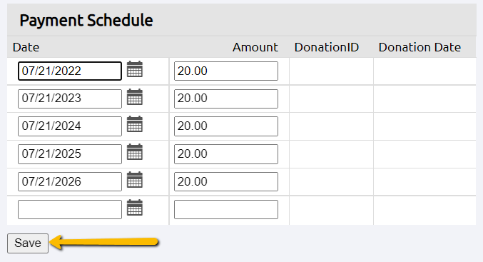 Edit Pledge/Promise Payment Schedule – Foundant Technologies