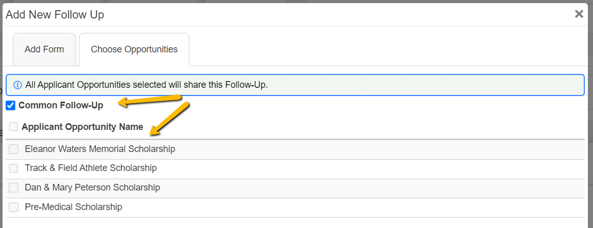 Universal Application: Add a Follow Up Form – Foundant Technologies