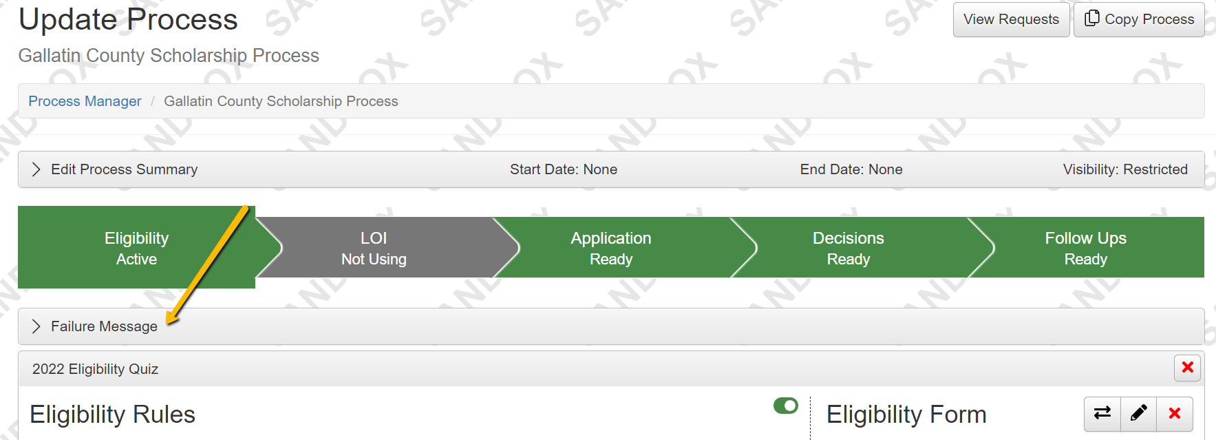 Customize the Eligibility Quiz Failure Message – Foundant Technologies