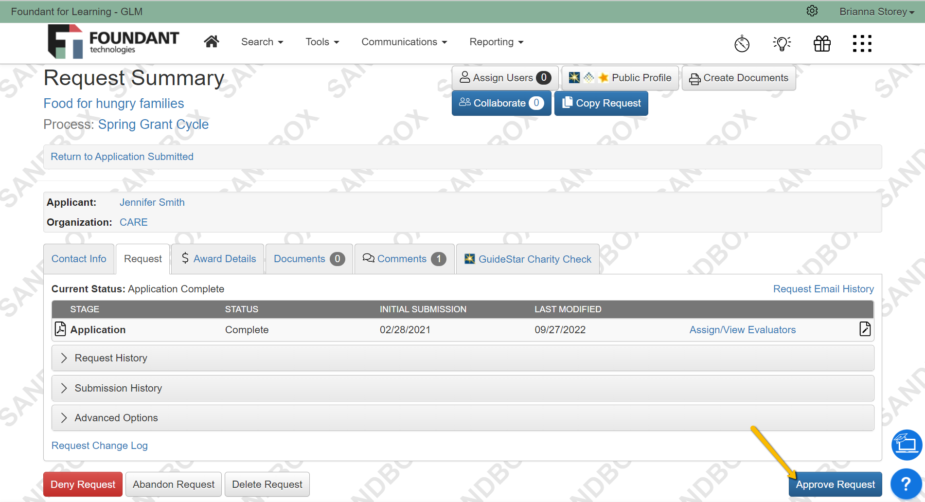 Approve a Request – Foundant Technologies
