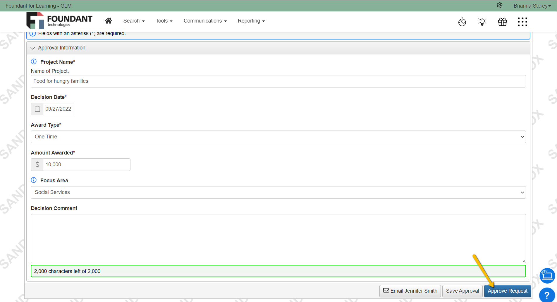 Approve a Request – Foundant Technologies