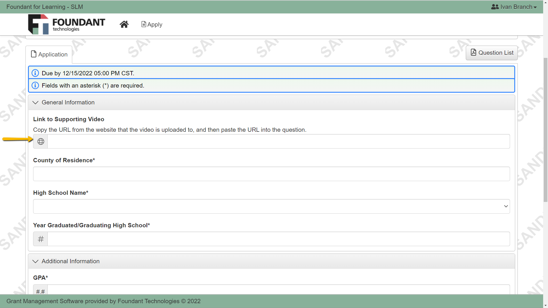 Applicant Tutorial - Link to a Video – Foundant Technologies
